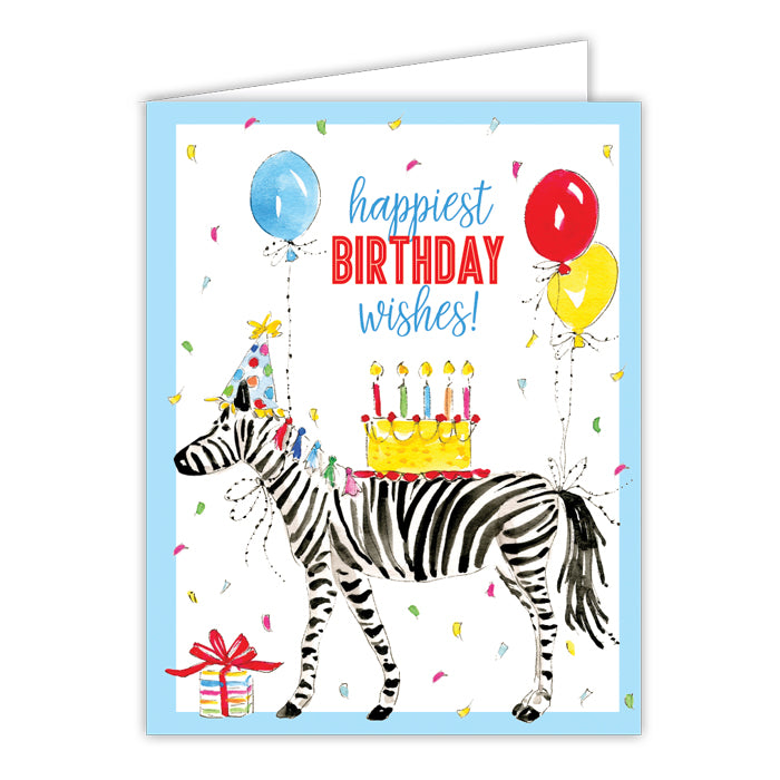 Birthday Zebra Small Folded Greeting Card – RosanneBECK Collections