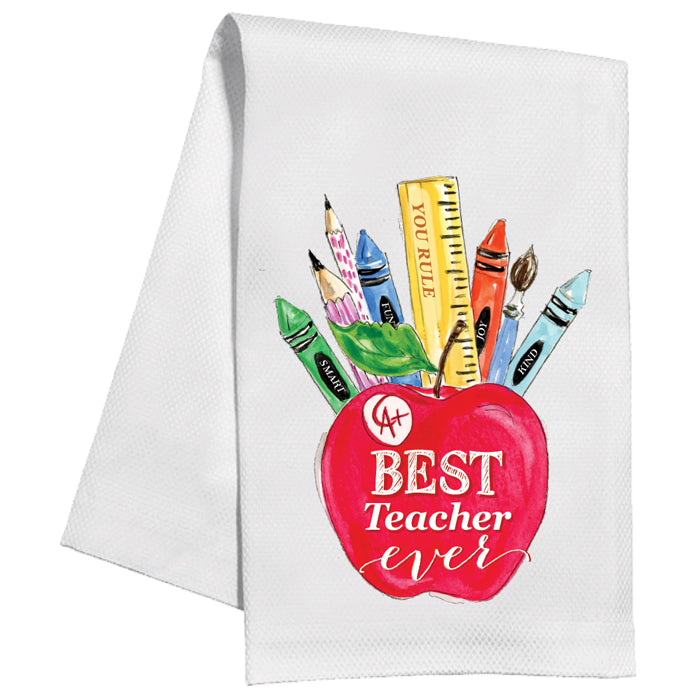Best Teacher Ever Apple Kitchen Towel – RosanneBECK Collections