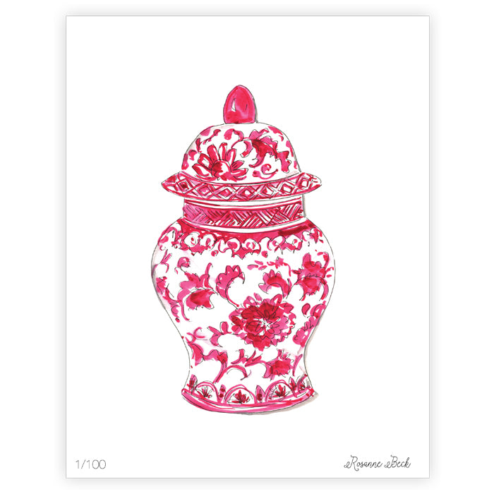 Pink Urn Watercolor Art Print – RosanneBECK Collections