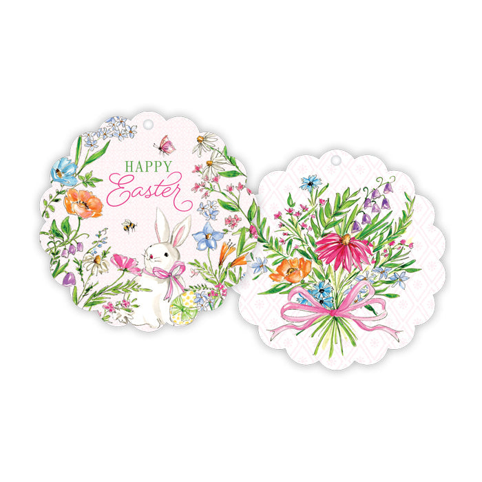 Pink Spring Bunnies Scalloped Gift Tags – RosanneBECK Collections