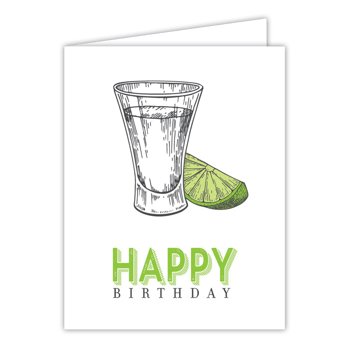 Happy Birthday Tequila and Lime Small Folded Greeting Card ...