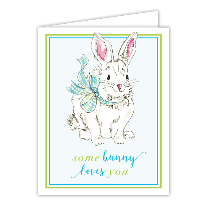 Green & Blue Bow Easter Bunny Greeting Card – RosanneBECK Collections